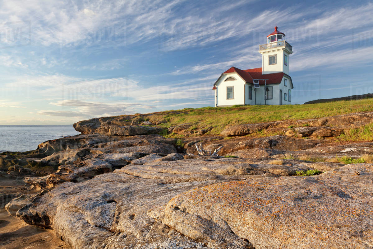 USA, Washington, San Juan Islands. View of Patos Island Lighthouse ...