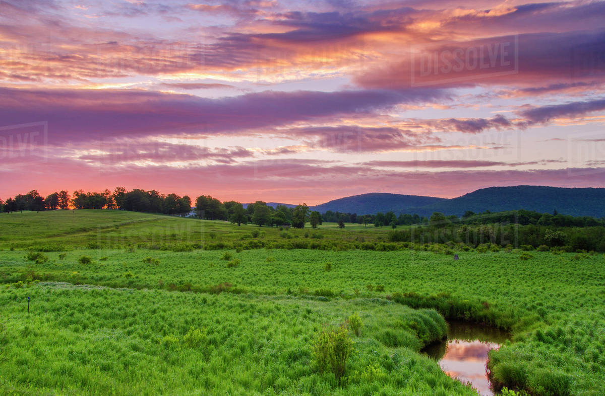 USA, West Virginia, Davis. Landscape of the Cannan Valley at sunset ...