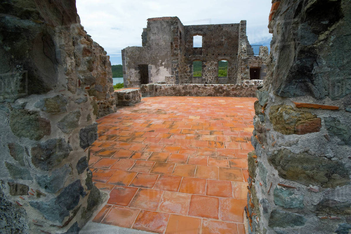 Martinique, French Antilles, West Indies, Ruins at Chateau Dubuc on the ...