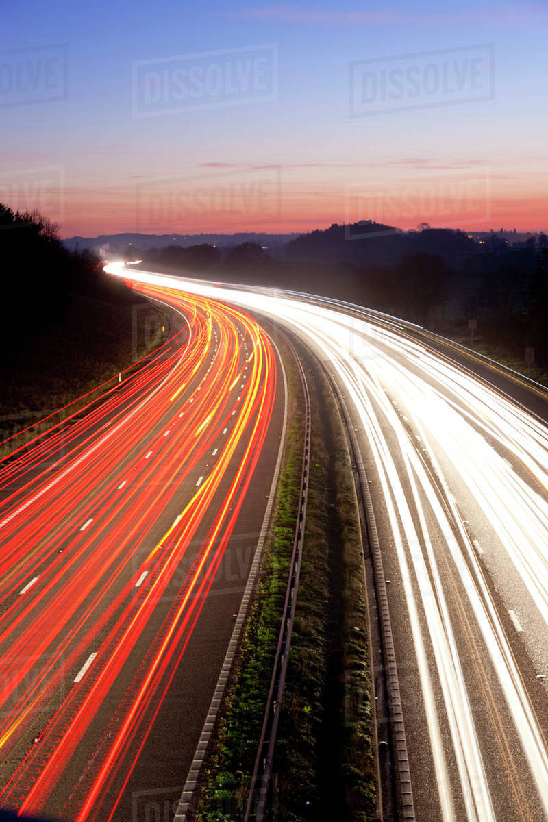Motorway at dusk, Gloucestershire, UK - Royalty-free Stock Photo | Dissolve