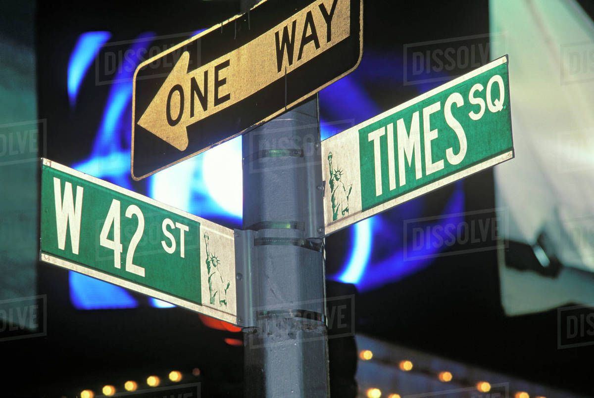 Street Sign at Times Square, Manhattan, New York, USA. - Stock Photo ...