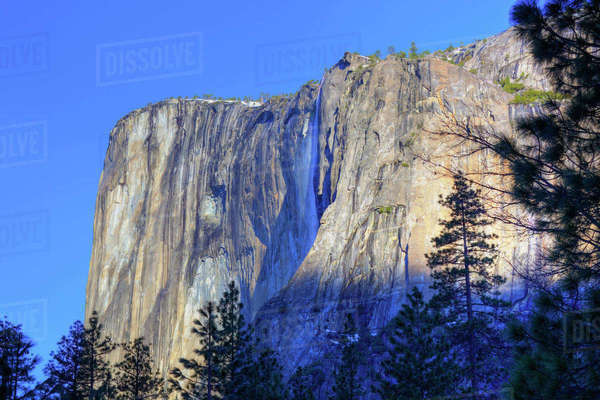 CA, Yosemite National Park, El Capitan and Horsetail Falls - Stock ...