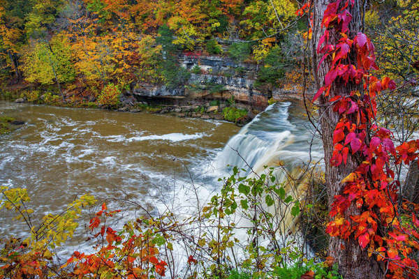 Upper Cataract Falls on Mill Creek in autumn at Lieber State Recreation ...