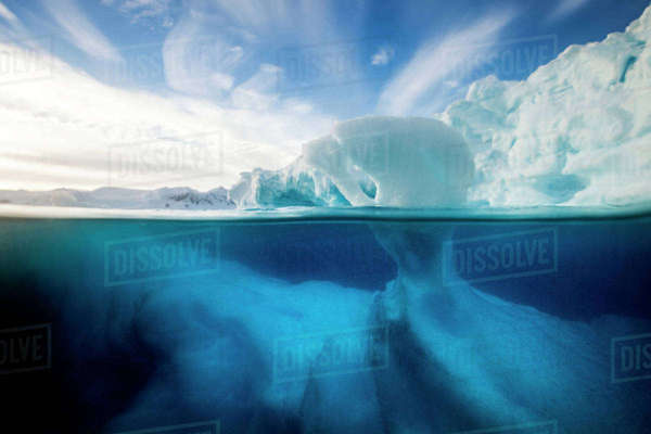 Antarctica, Underwater view of melting Iceberg floating near Enterprise ...