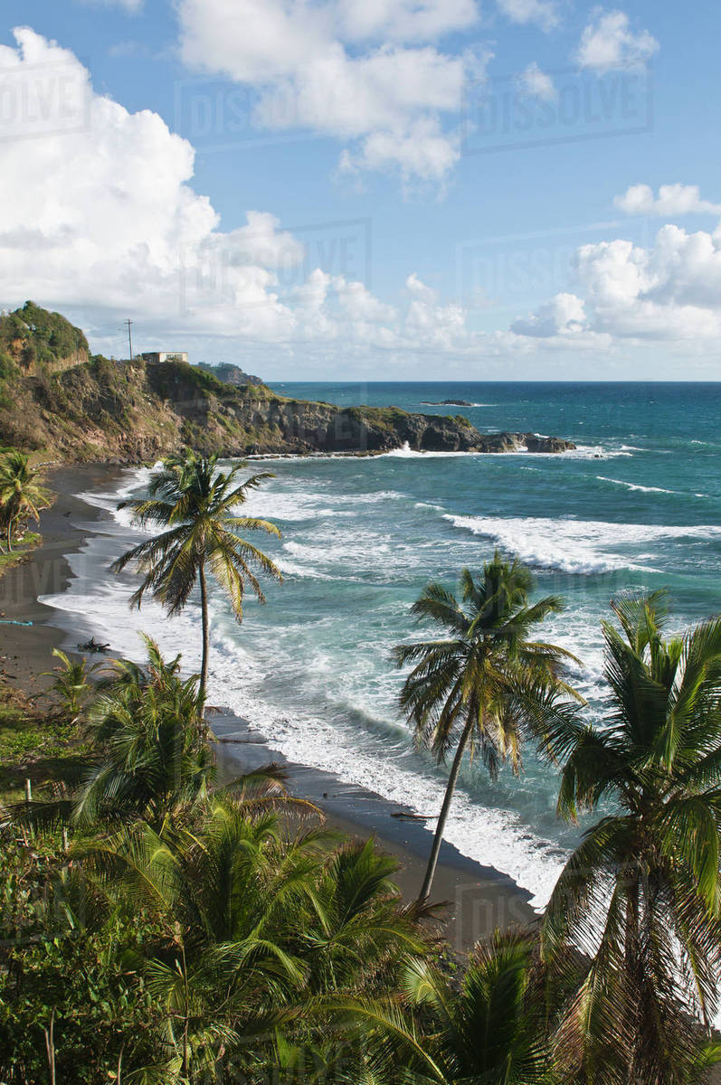 St. Vincent and the Grenadines. Windward coast near Biabou Bay. - Stock ...