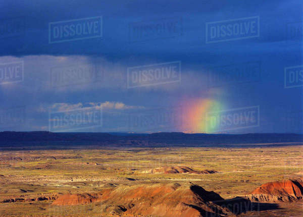 Momentary rainbow over Arizona's Painted Desert, Petrified Forest ...
