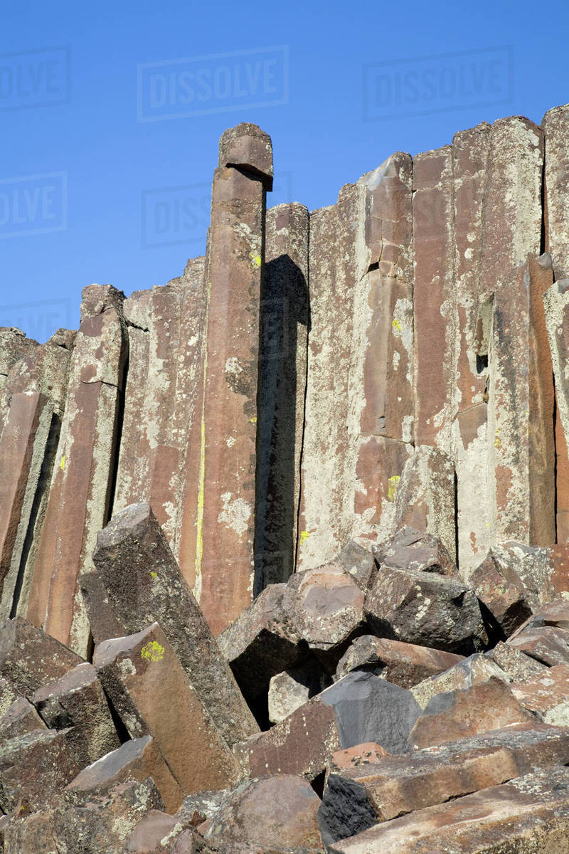 WA, Othello, Columbia National Wildlife Refuge, columnar basalt ...