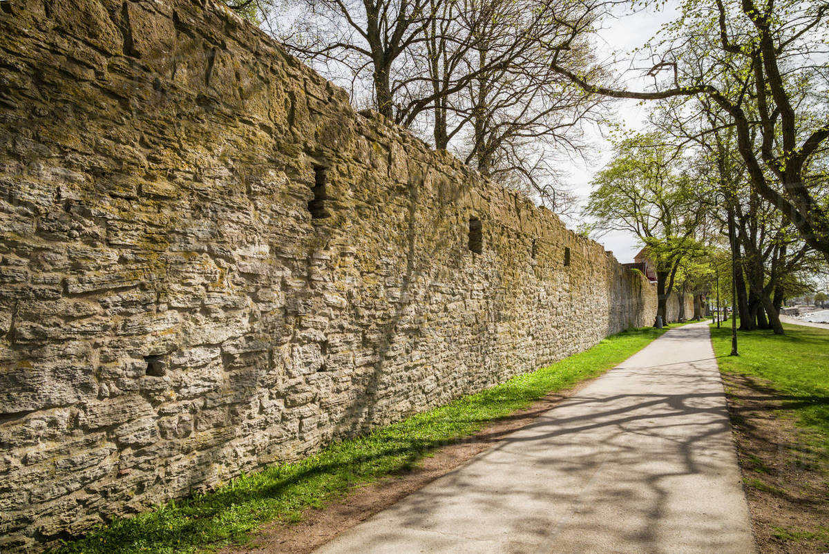 Sweden, Gotland Island, Visby, 12th century city wall, most complete ...