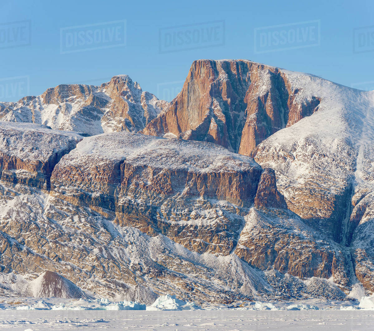 Icebergs in front of Appat Island, frozen into the sea ice of the ...