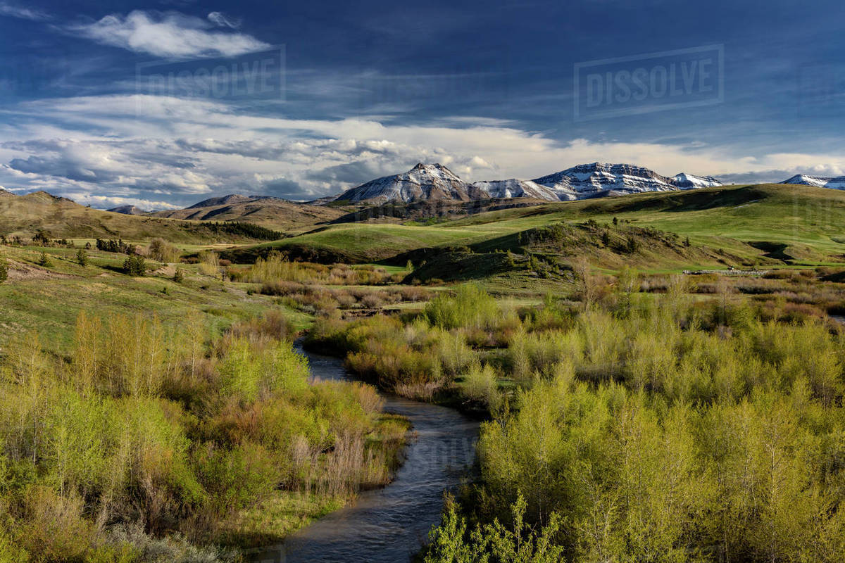 Elk Creek with fresh snow on Steamboat Mountain along the Rocky ...
