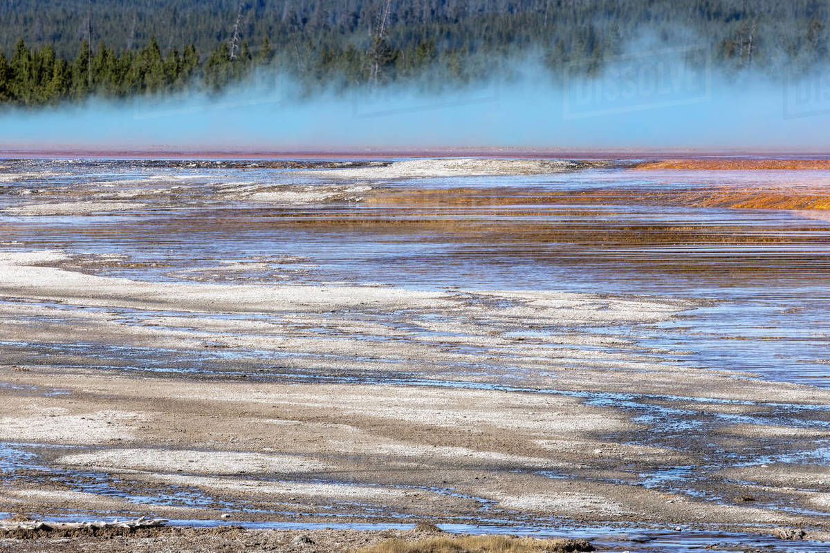 Elevated view of patterns in bacterial mat around Grand Prismatic ...