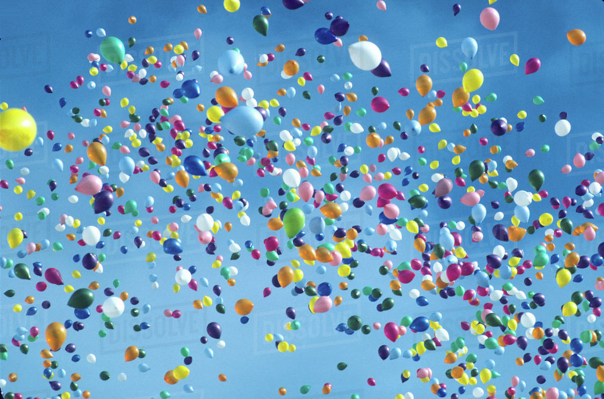 Colorful balloons drifting into the sky. - Royalty-free Stock Photo ...