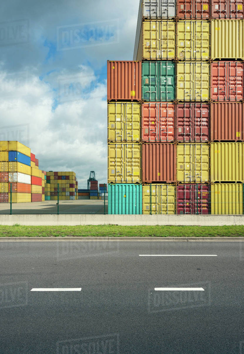 Shipping containers stacked together - Stock Photo - Dissolve