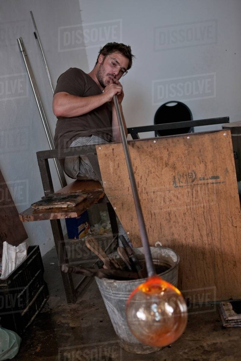 Man blowing glass - Royalty-free Stock Photo | Dissolve
