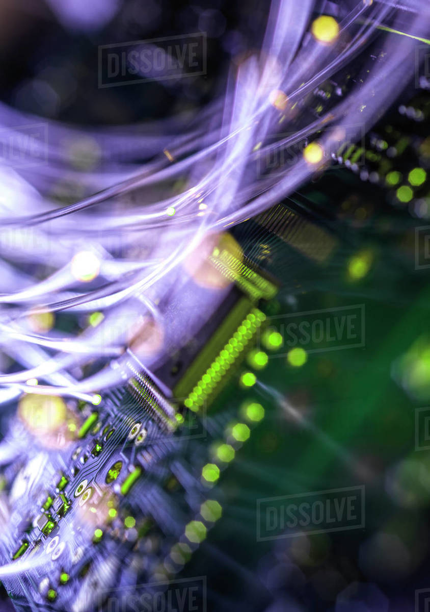 Fibre optics carrying data passing through electronic circuit boards ...