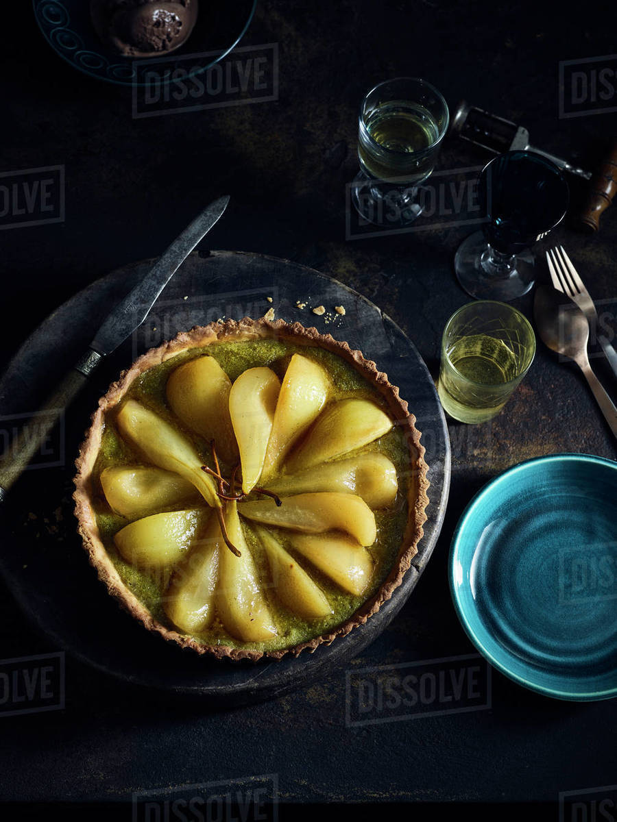 Pistachio frangipane poached pear tart - Royalty-free Stock Photo ...