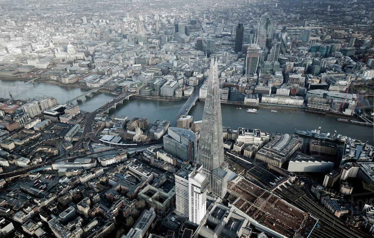 Aerial view of the Shard in London - Royalty-free Stock Photo | Dissolve