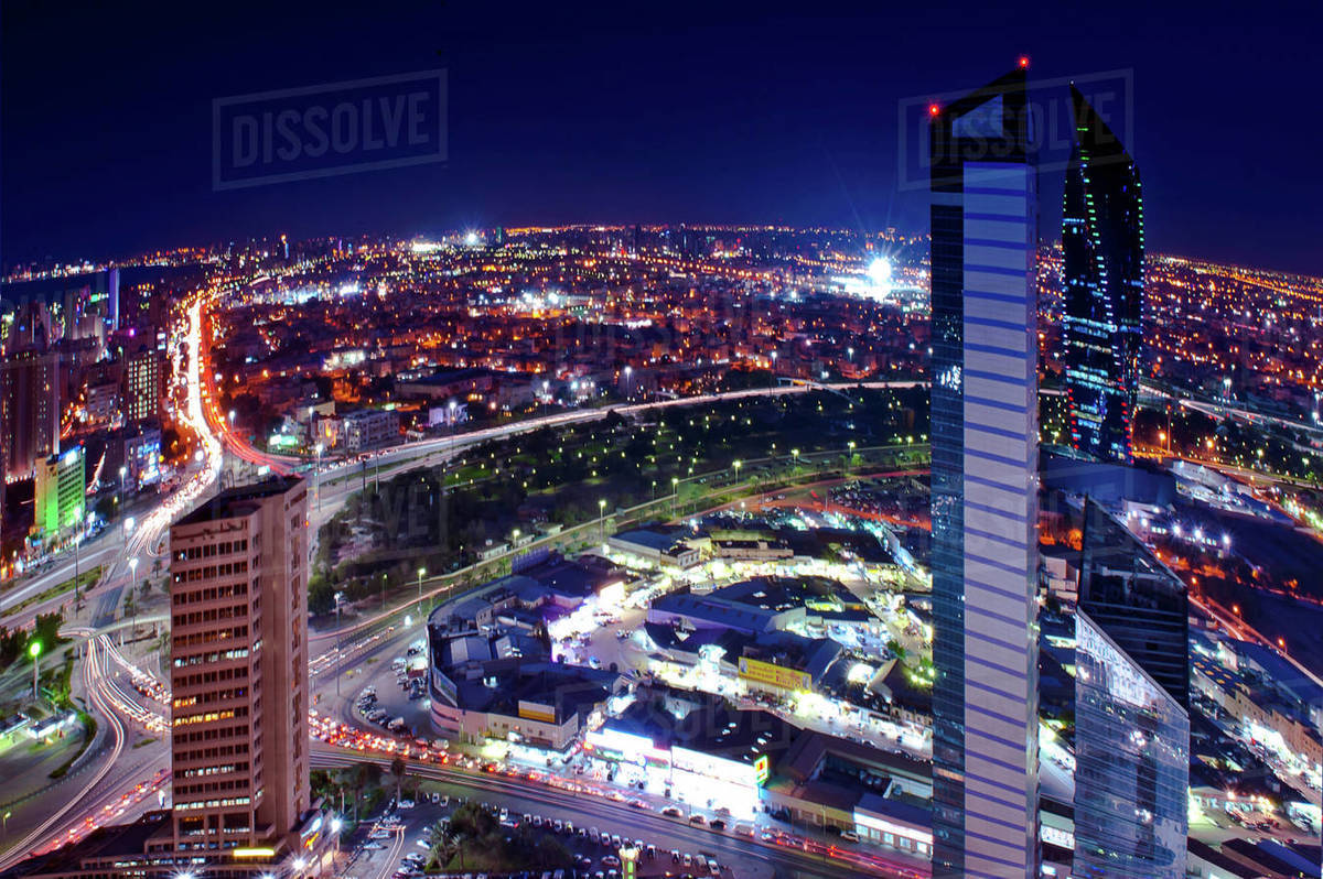 Aerial view of Kuwait City at night - Royalty-free Stock Photo | Dissolve