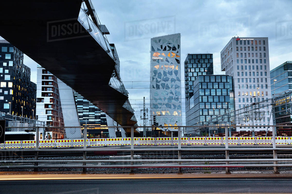 Barcode Buildings and footbridge, Oslo, Norway - Royalty-free Stock ...