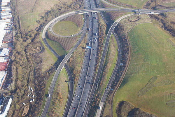 Overhead view of motorway, London, UK - Royalty-free Stock Photo | Dissolve