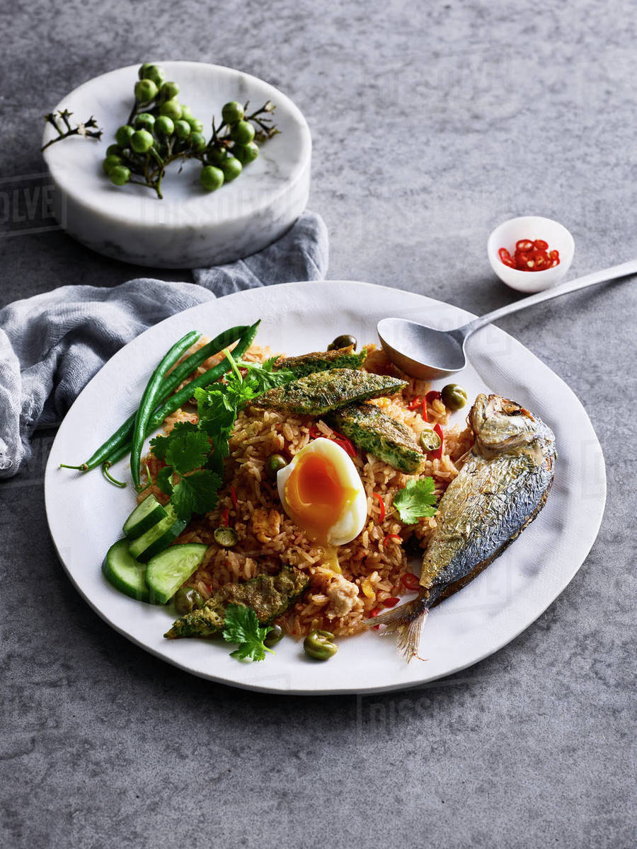 Khao Padt Nam Prik Kapi - fried rice meal - Royalty-free Stock Photo ...