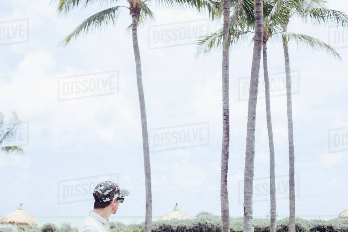 Mid adult man looking at view, Miami Beach, Florida, USA - Stock Photo ...