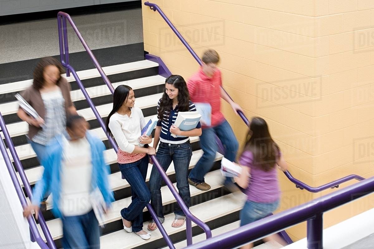 School students on stairs - Royalty-free Stock Photo | Dissolve