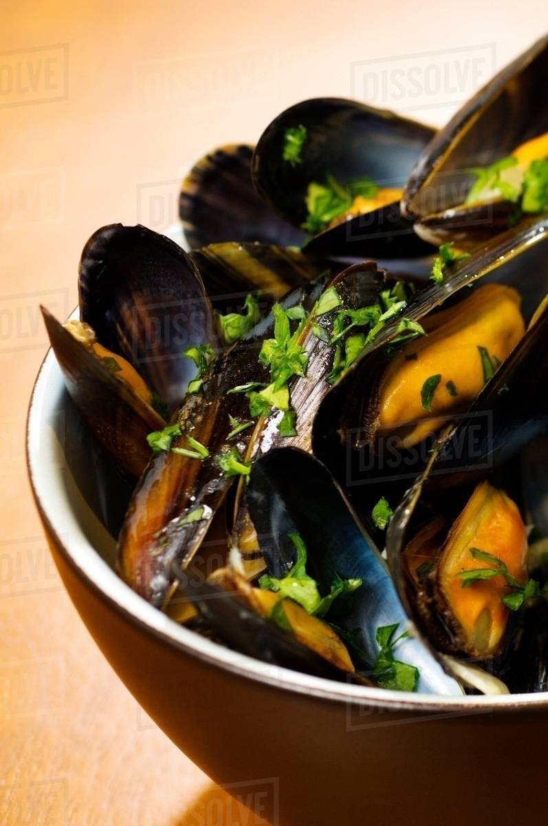 Mussels in a bowl - Royalty-free Stock Photo | Dissolve