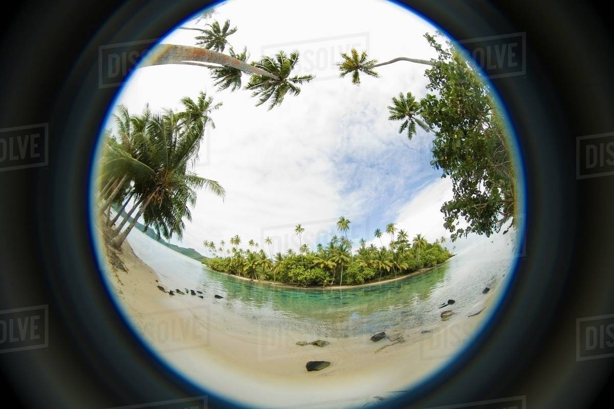 Fisheye perspective of island - Stock Photo - Dissolve