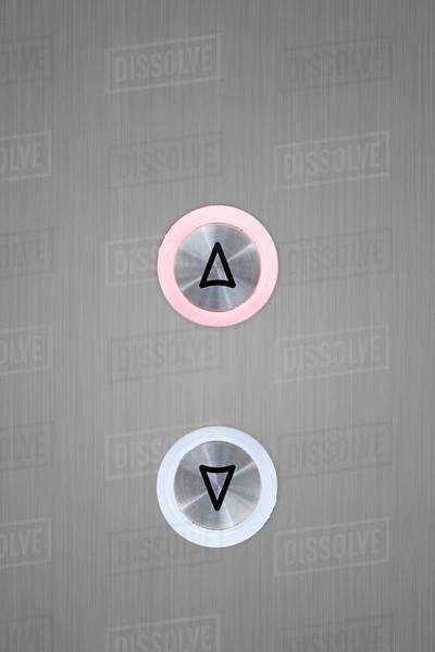 Up and down elevator buttons with up button lit up - Royalty-free Stock ...