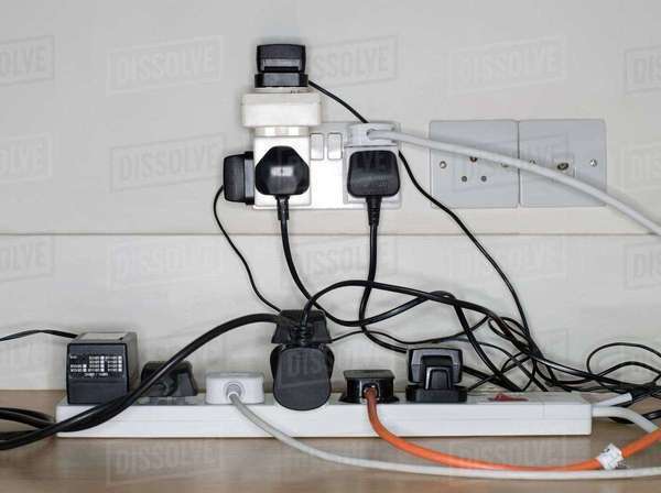 Plug sockets and cables - Stock Photo - Dissolve