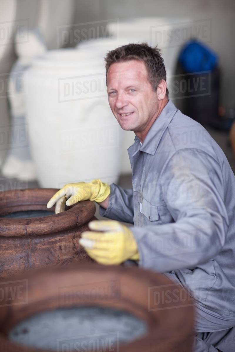 Painting and staining process in pottery factory - Royalty-free Stock ...