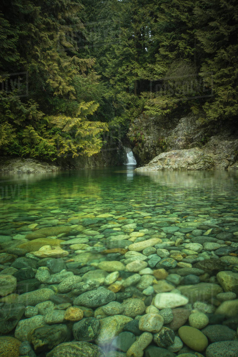Rocky riverbed, Lynn Canyon Park, North Vancouver, British Columbia ...