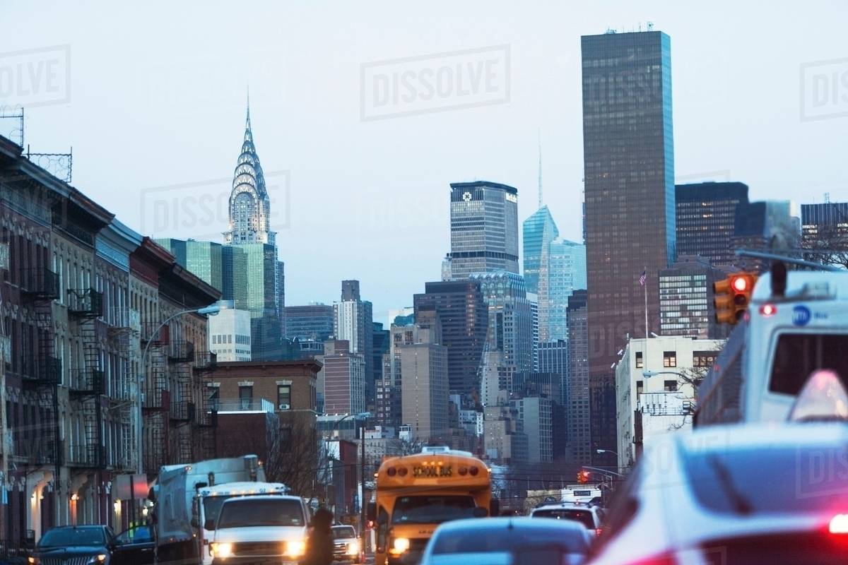 Traffic on highway into Manhattan, New York, USA - Royalty-free Stock ...