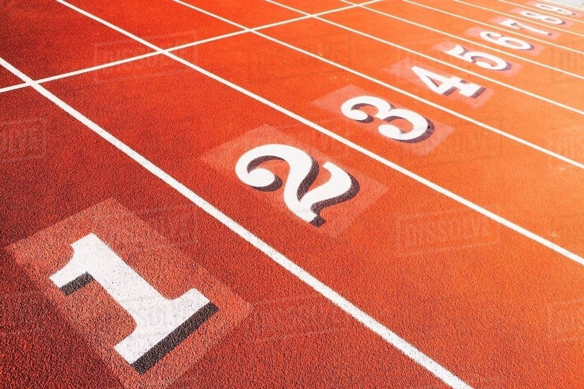 Numbers on running track in sportsground - Royalty-free Stock Photo ...
