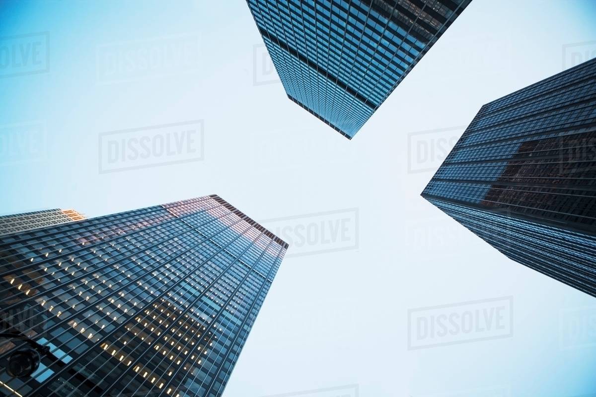 View of three skyscrapers from below - Royalty-free Stock Photo | Dissolve