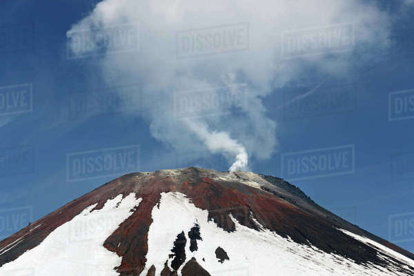 Avacha Volcano - active volcano of Kamchatka Peninsula. View of top of ...