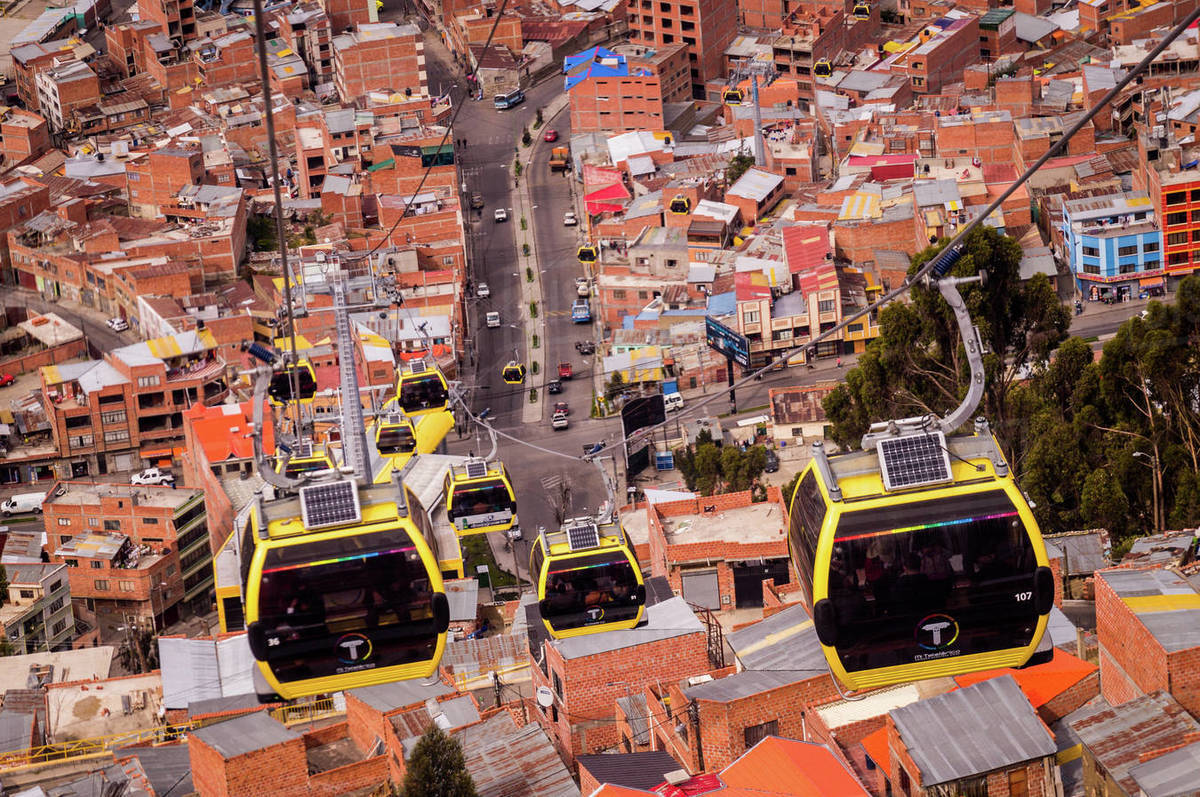 The cable cars connecting La Paz and El Alto are part of the public ...
