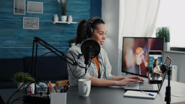 Internet popular social media influencer answering public questions and ...