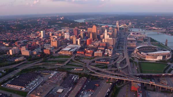 Aerial view of Cincinnati, Ohio - 4K Royalty-free Stock Video Footage ...