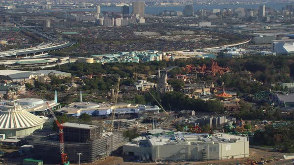 Tokyo, Japan circa-2018. Aerial view of Disneyland theme park in Tokyo ...