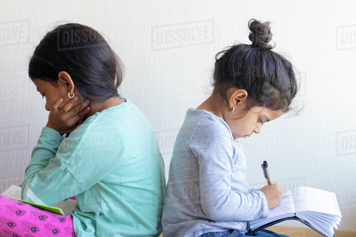 Two girls studying together - Stock Photo - Dissolve