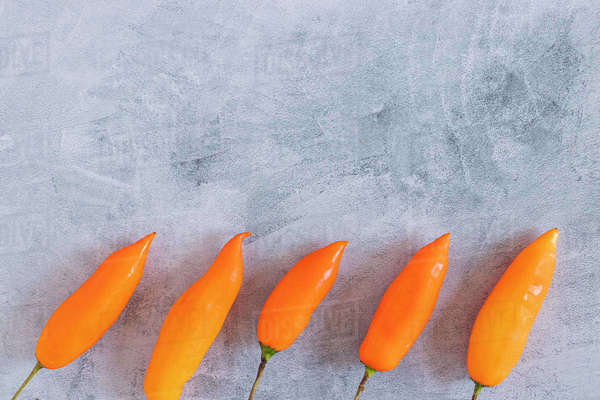 Display of Peruvian yellow peppers - Royalty-free Stock Photo | Dissolve