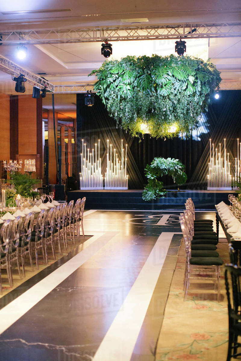 Wedding area, dance floor and dining tables. - Stock Photo - Dissolve