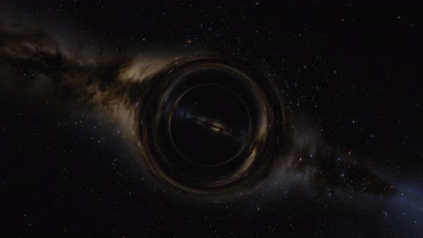 Cinematic animation of supermassive black hole. Camera moves through a ...