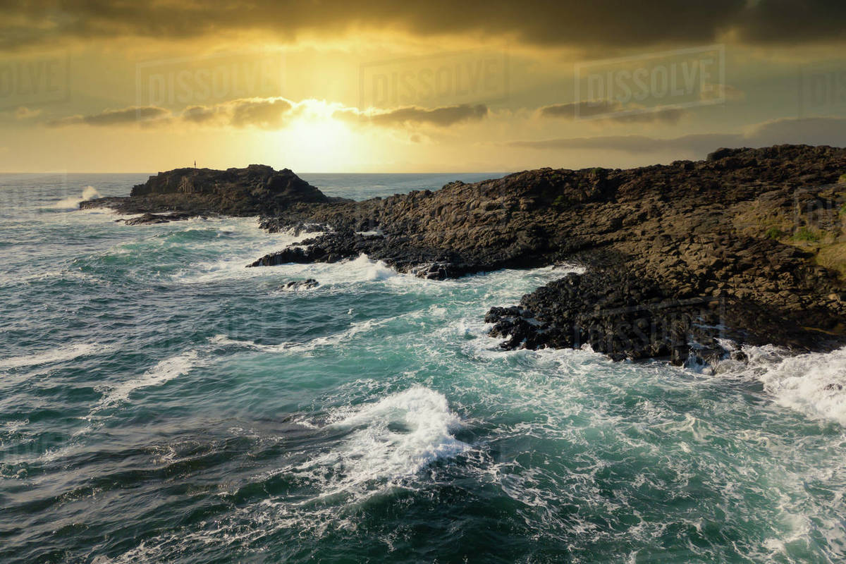 Drone aerial photograph of Blow Hole Point in Kiama on the south coast ...