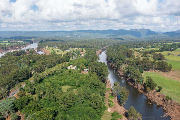 Drone aerial photograph of severe flooding and erosion in the Grose ...