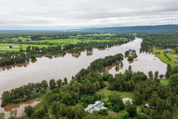 Drone aerial photograph of severe flooding in the Hawkesbury Nepean ...