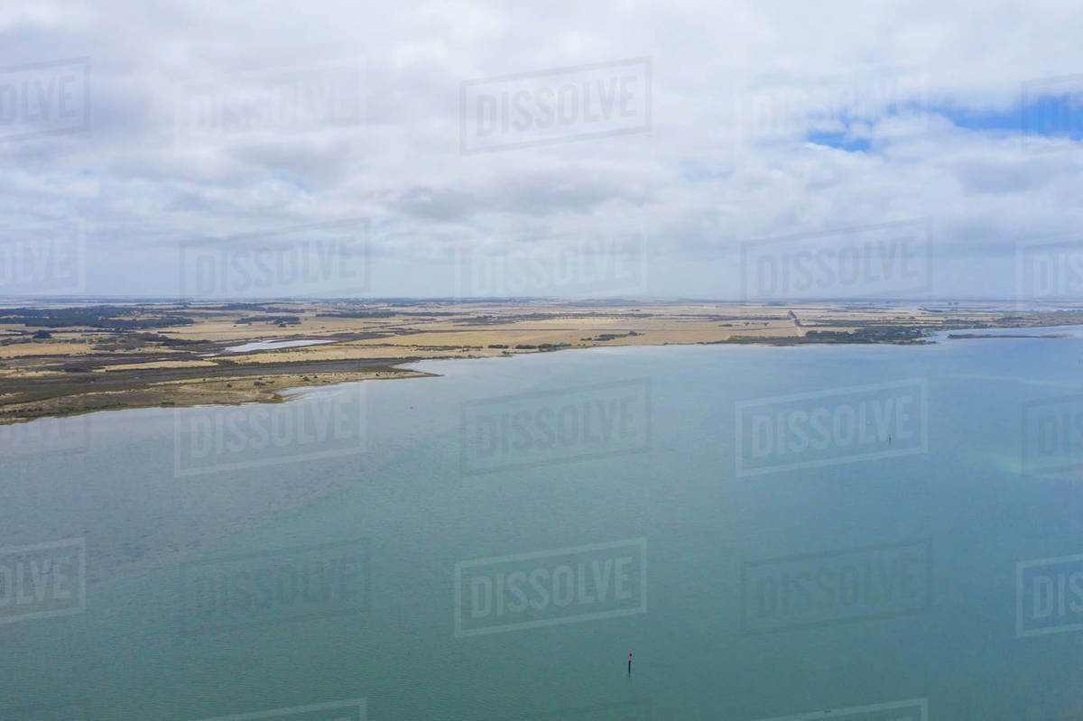 Aerial view of the estuary at Goolwa in South Australia - Royalty-free ...