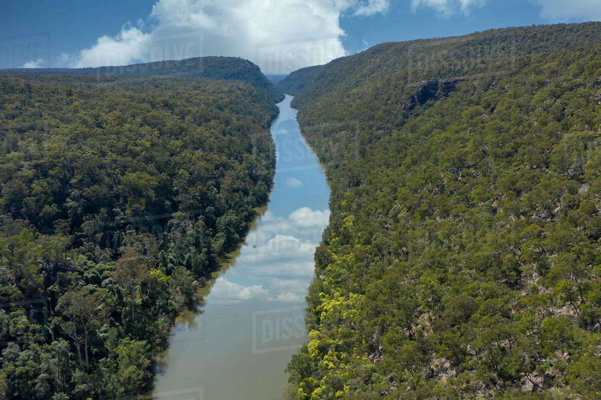 The Nepean River running through forest in regional New South Wales in ...